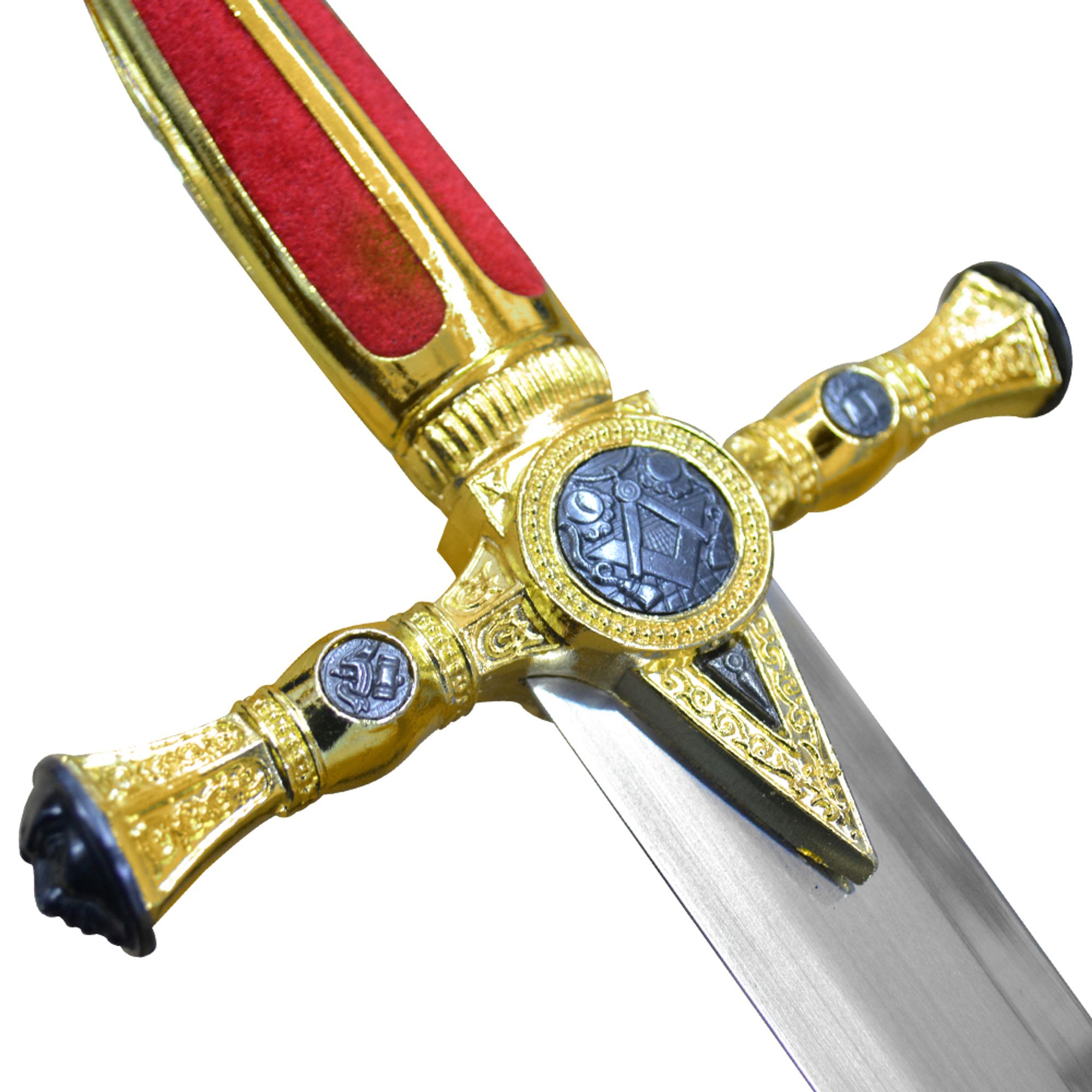 Conjunto de Espadas Maçom Decorativas Vermelhas com Suporte 75 cm - Rei ...